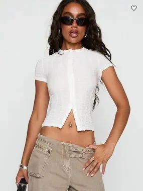 Princess Polly | Tops | Princess Polly Shortsleeve Ruched Buttonfront ...